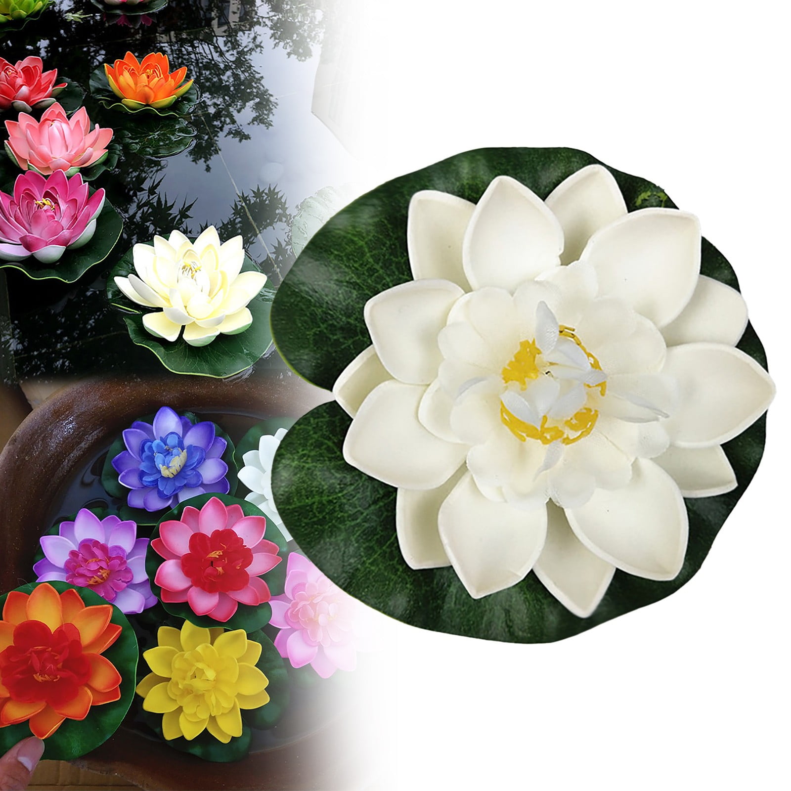 Aminojy Floating Artificial Lotus Flower Set - Realistic Foam Water ...