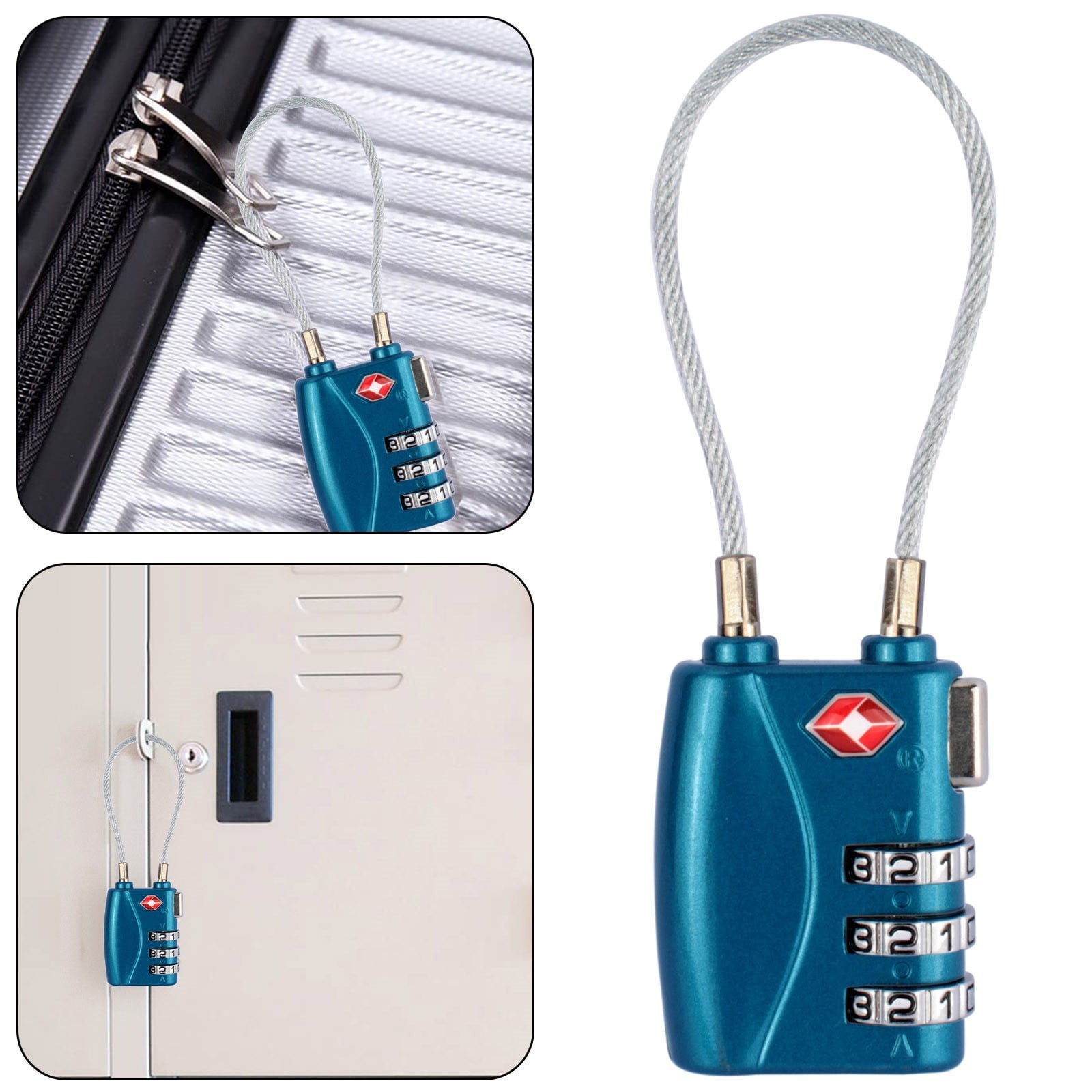 Aminojy Mini Approved Luggage Locks, Combination Travel Cable Lock, Re ...