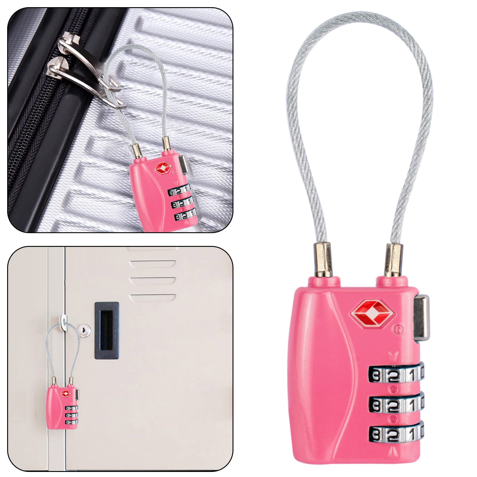 Aminojy Mini Approved Luggage Locks, Combination Travel Cable Lock, Re ...
