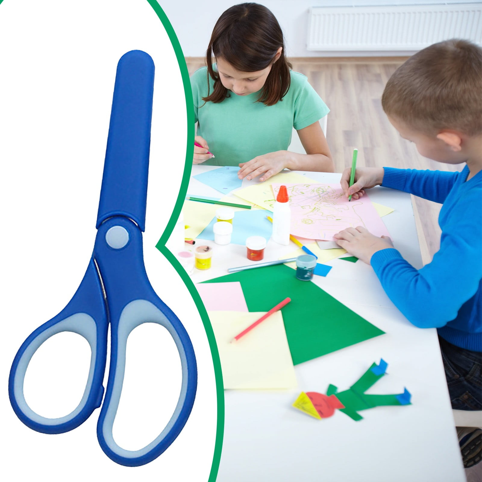 Aminojy Safety Scissors with Cover - Blunt Tip Left Right Handed, Soft ...