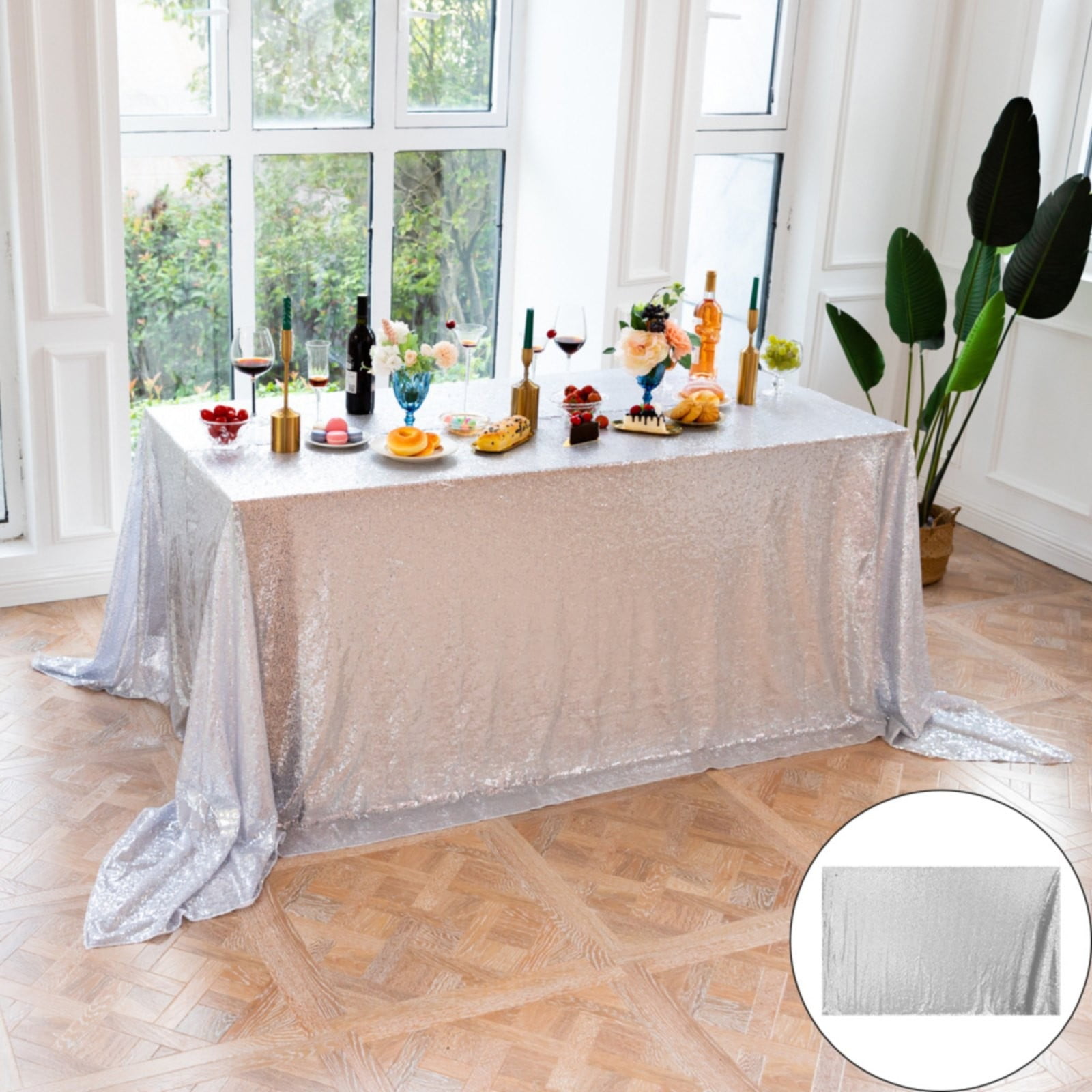 Aminojy Sequin Tablecloth Rectangle 71x47 Inch - Sparkling Glitter ...