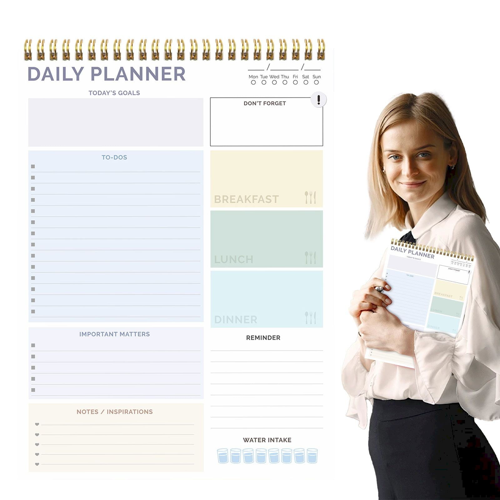 Aminojy Undated Spiral To Do List Notebook - 8x11" Productivity Planner ...