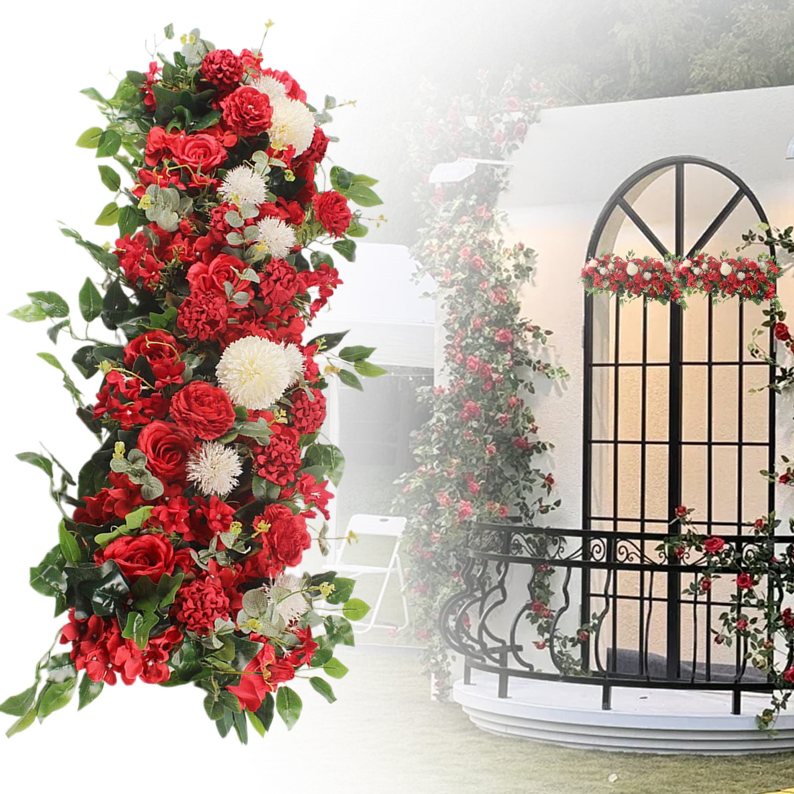 Aminojy Wedding Arch Flowers Kit - Elegant White Rose Garland with ...