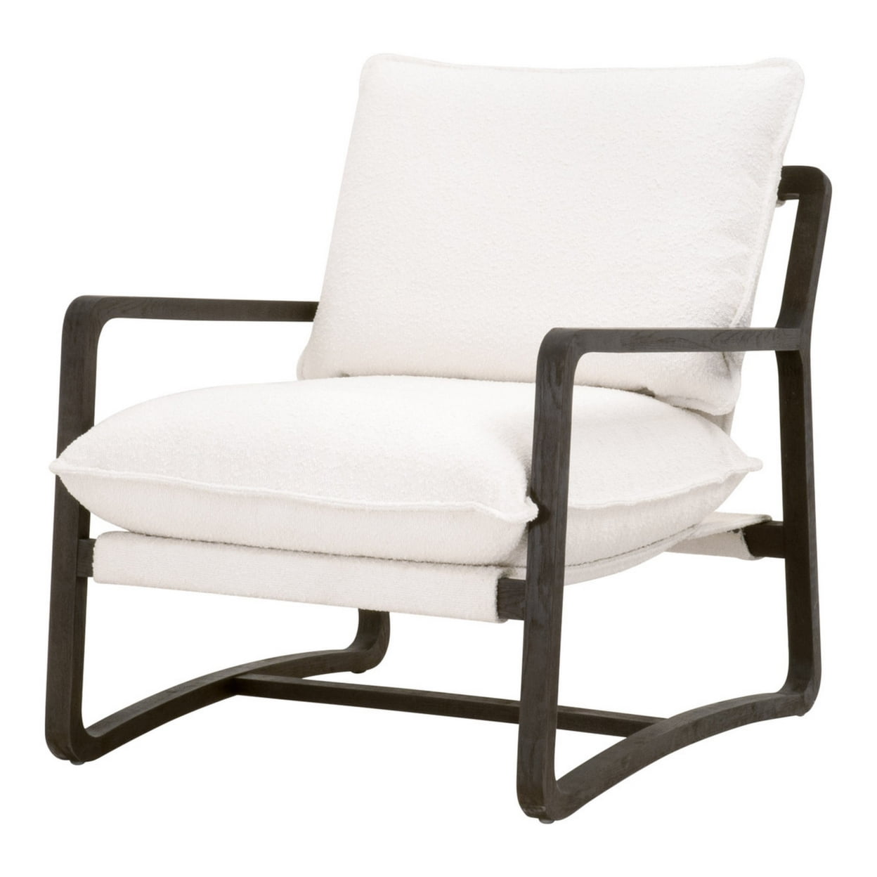 Amir 30 Inch Club Accent Chair, Modern Solid Wood Frame, White Boucle ...