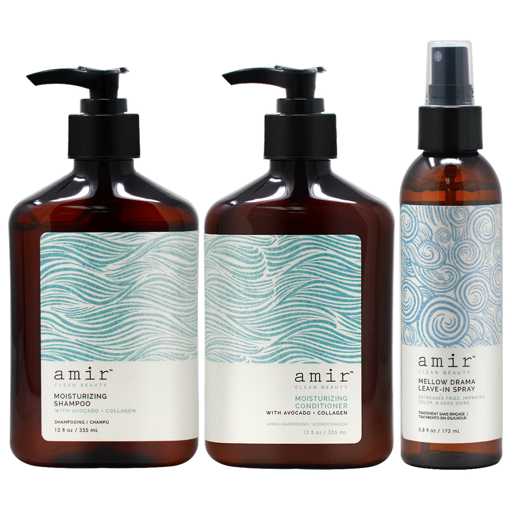 Amir Moisturizing Shampoo 12oz + Conditioner 12oz + Mellow Drama Leave ...