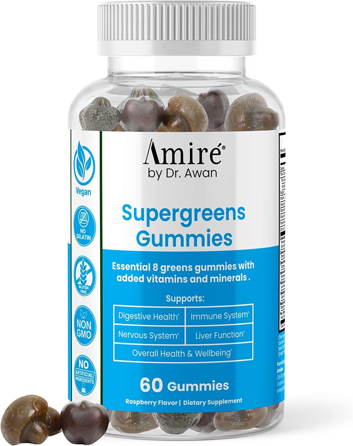 Amire by Dr. Awan Super Greens Gummies, Fruits & Veggies Supplement ...