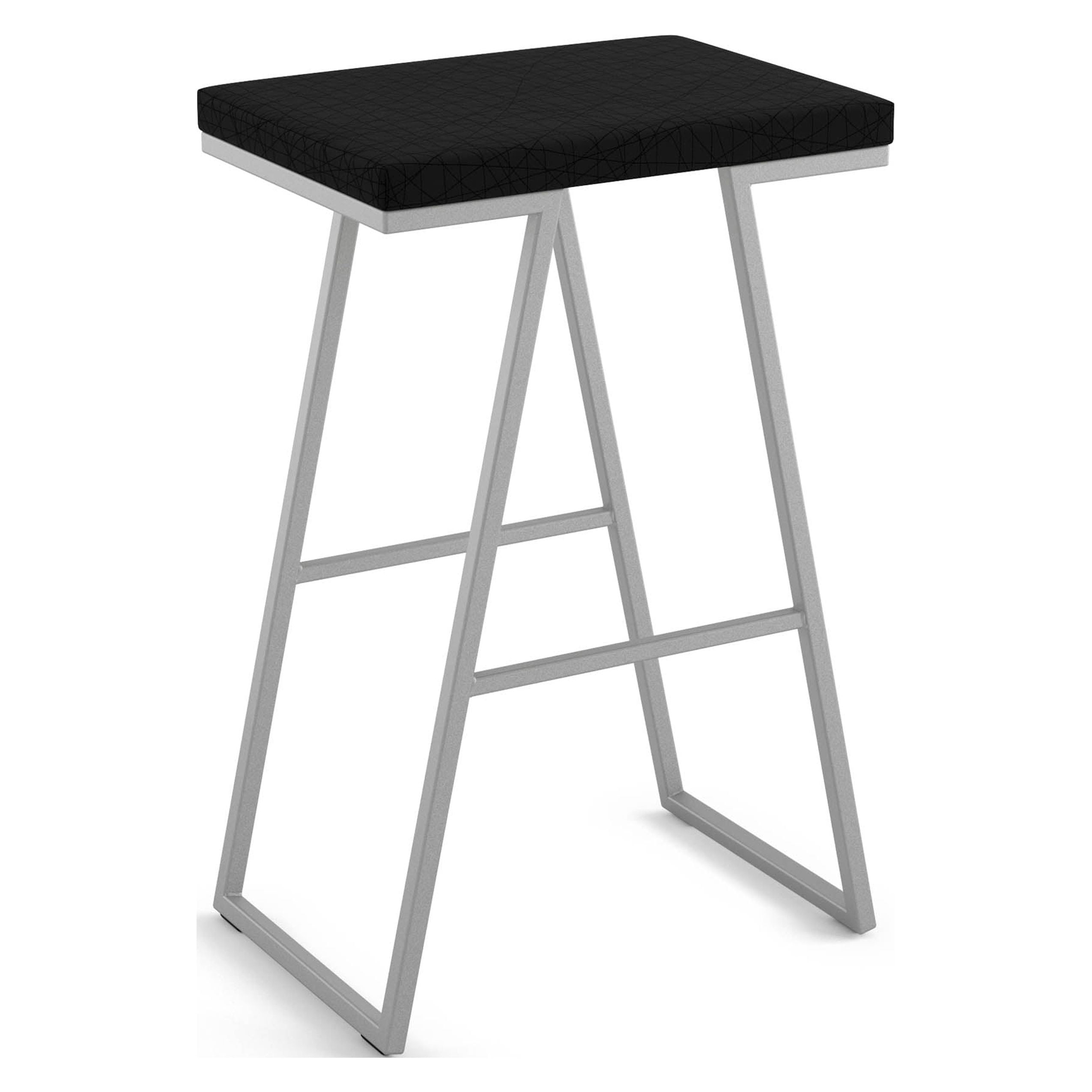 Amisco Axis 30 In. Bar Stool - Black PVC / Shiny Grey Metal - Walmart.com