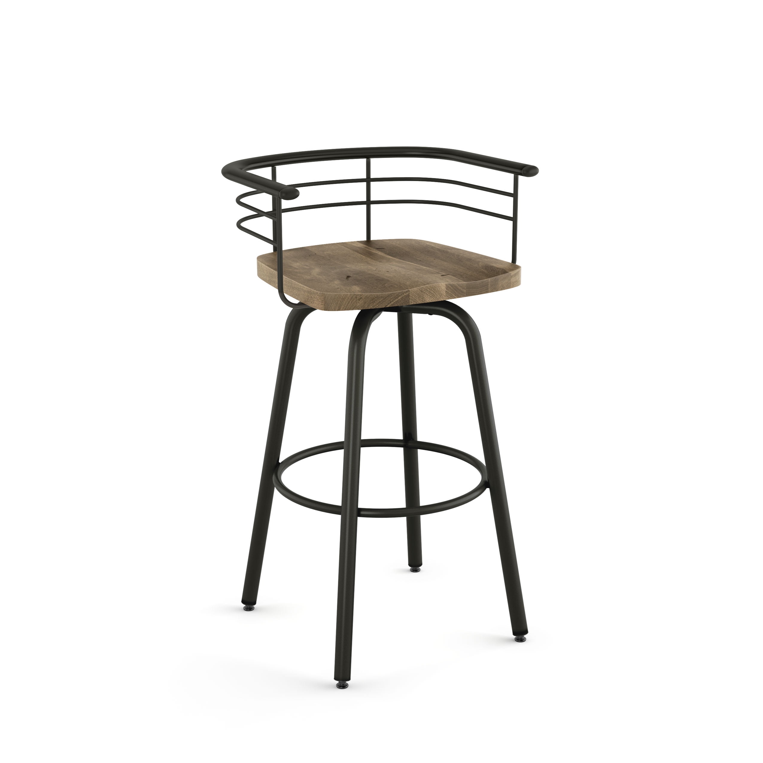 Amisco Brisk 26 In. Swivel Counter Stool - Beige Distressed Wood / Dark ...