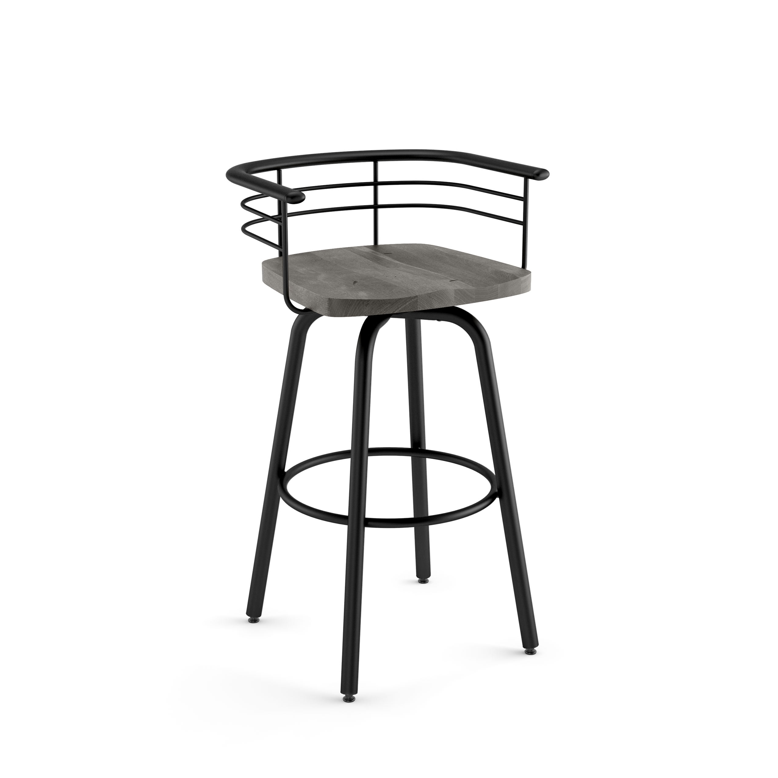 Amisco Brisk 30 In. Swivel Bar Stool - Grey Distressed Wood / Black ...