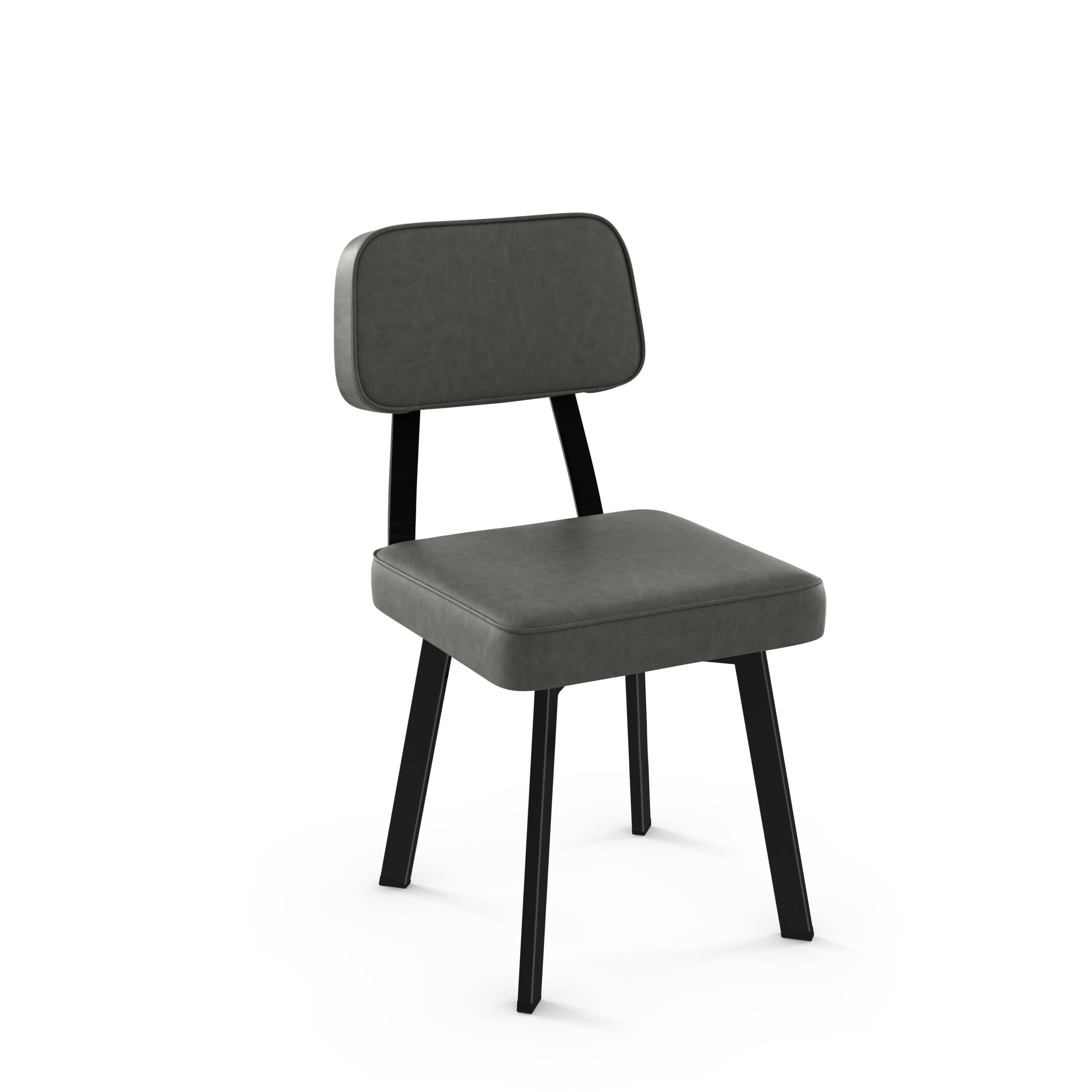 Amisco Clarkson Dining Chair - Grey Faux Leather / Black Metal ...
