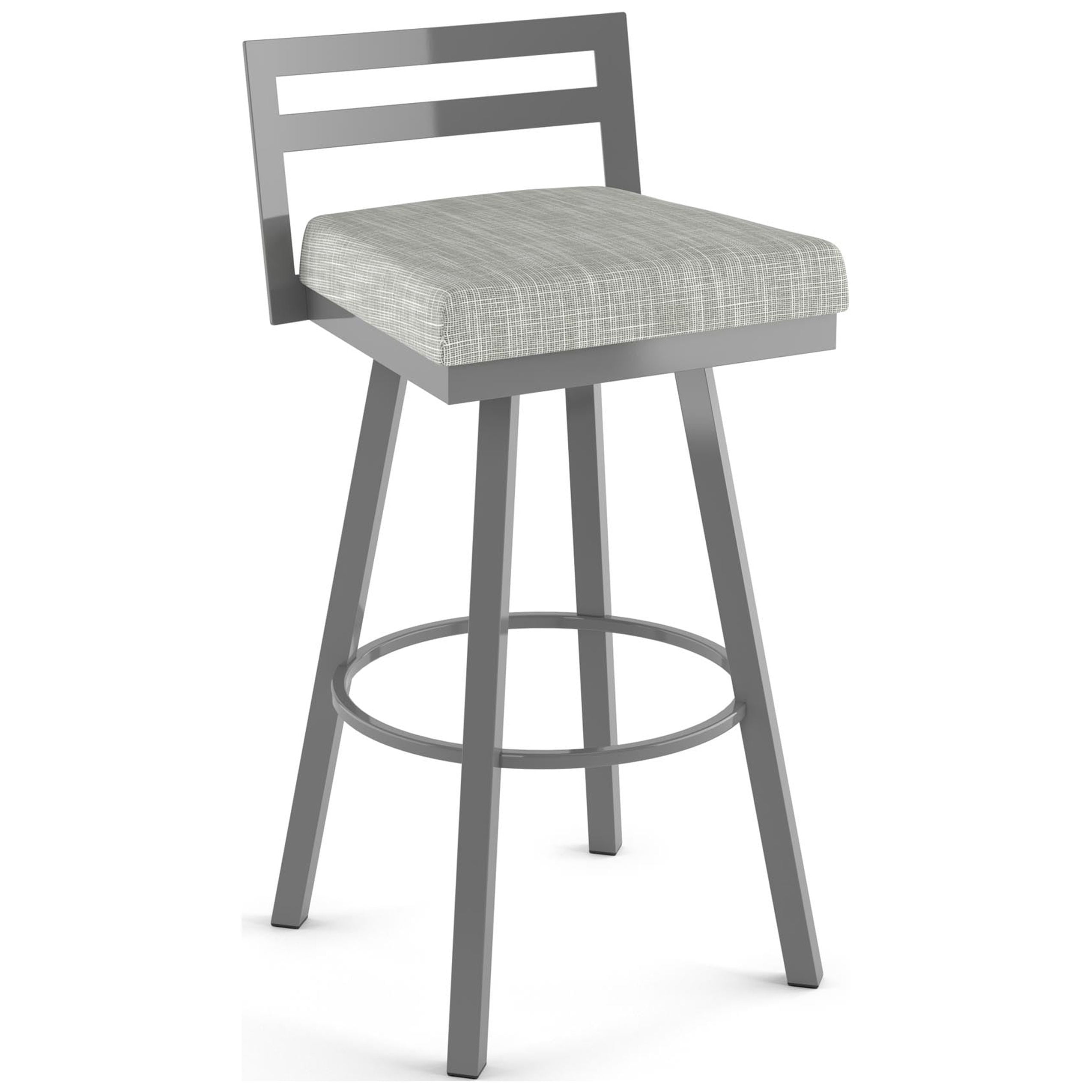 Amisco Derek 26 In. Swivel Counter Stool - Grey & White Woven Fabric ...