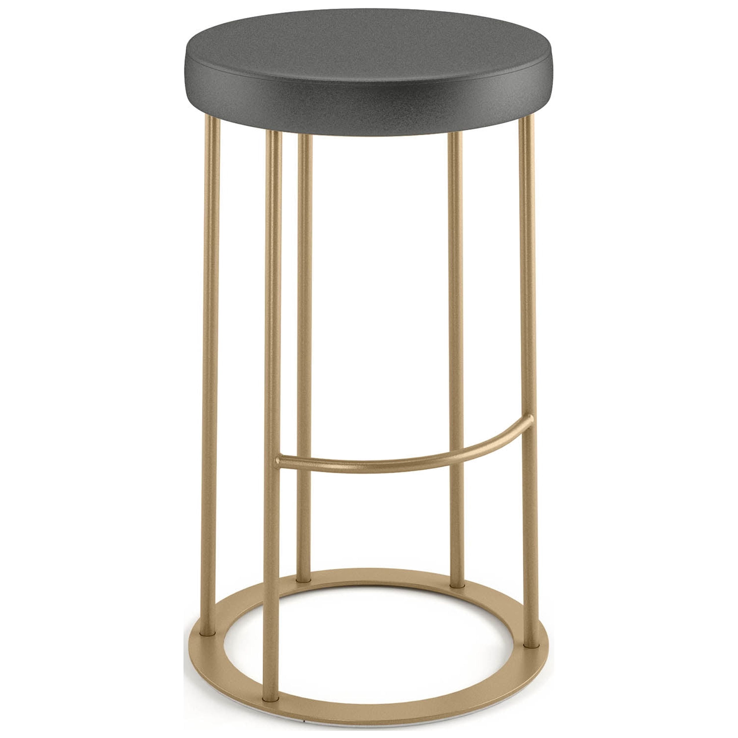 Amisco Iris 30 In. Bar Stool - Shiny Charcoal Grey PVC / Golden Metal - Walmart.com