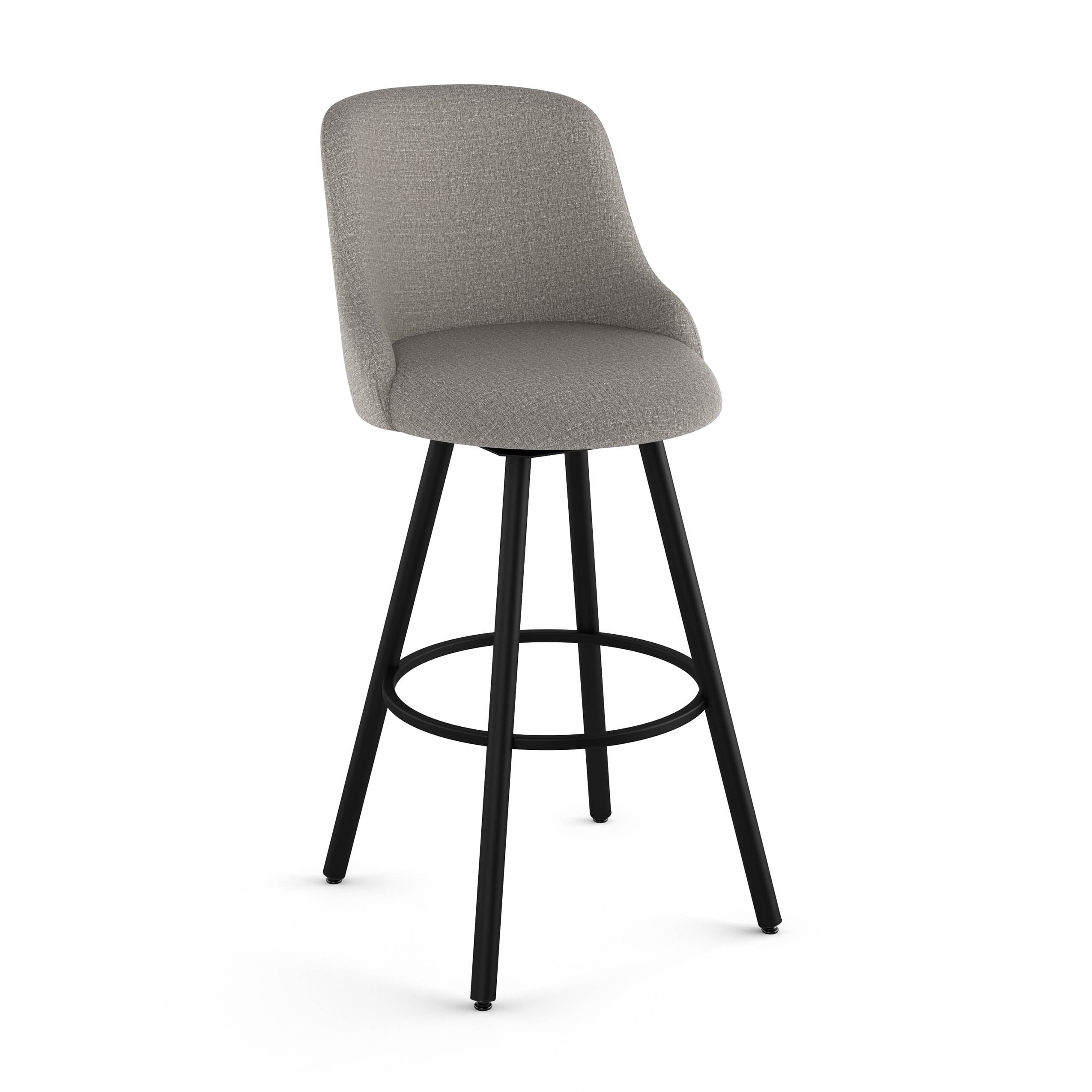 Amisco Kelsea 30 In. Swivel Bar Stool - Silver Grey Polyester / Black ...