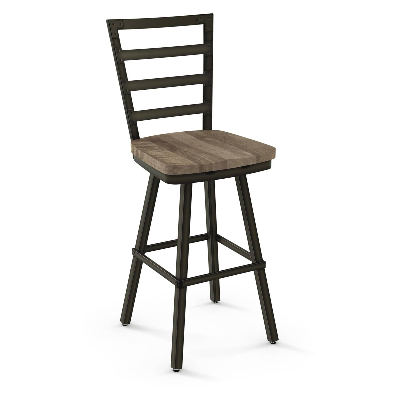 Amisco Prescot 30 In. Swivel Bar Stool - Beige Distressed Wood / Dark ...