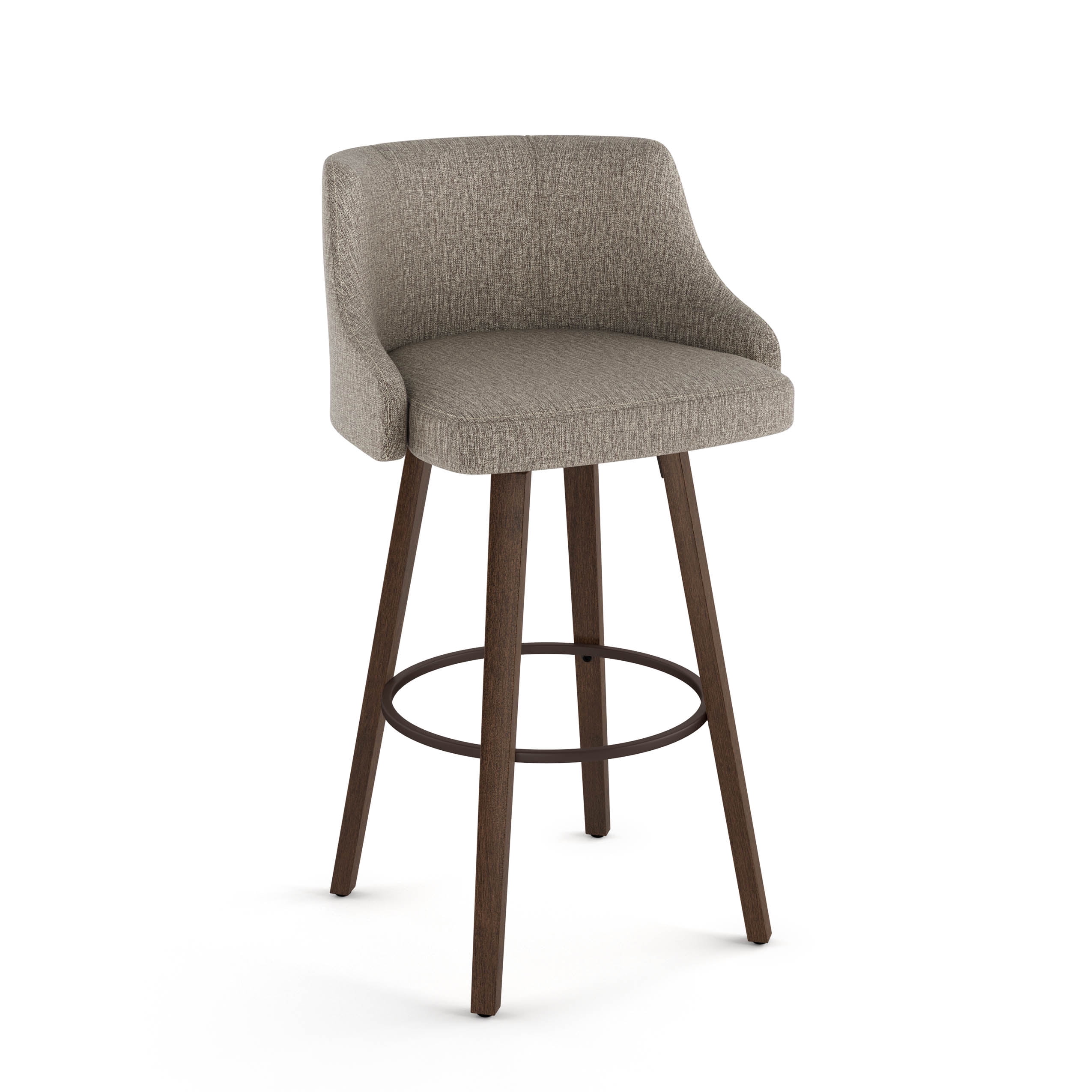 Amisco Ramon 30 In. Swivel Bar Stool - Beige & Brown Woven Polyester ...