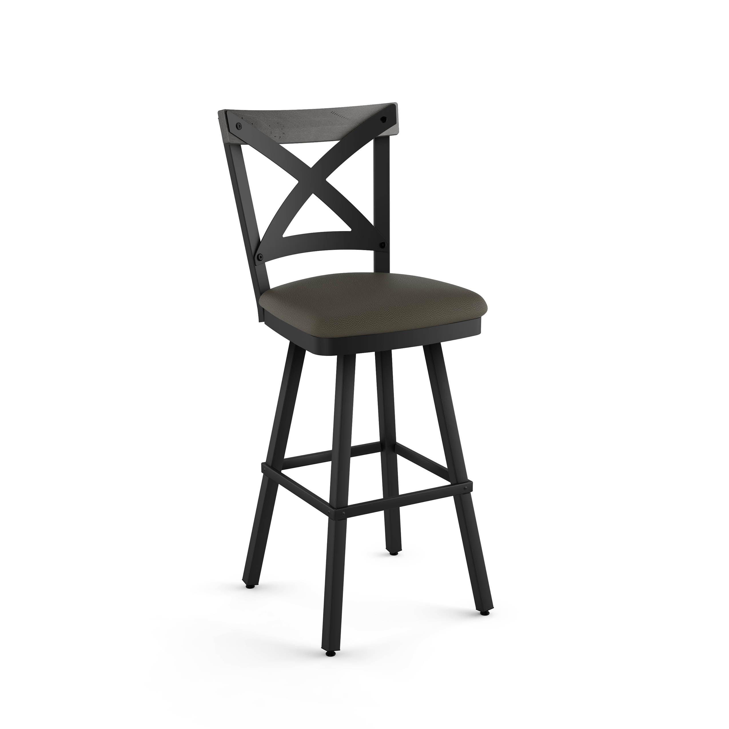 Amisco Snyder 26 In. Counter Stool - Brownish-Green Grey Faux Leather ...
