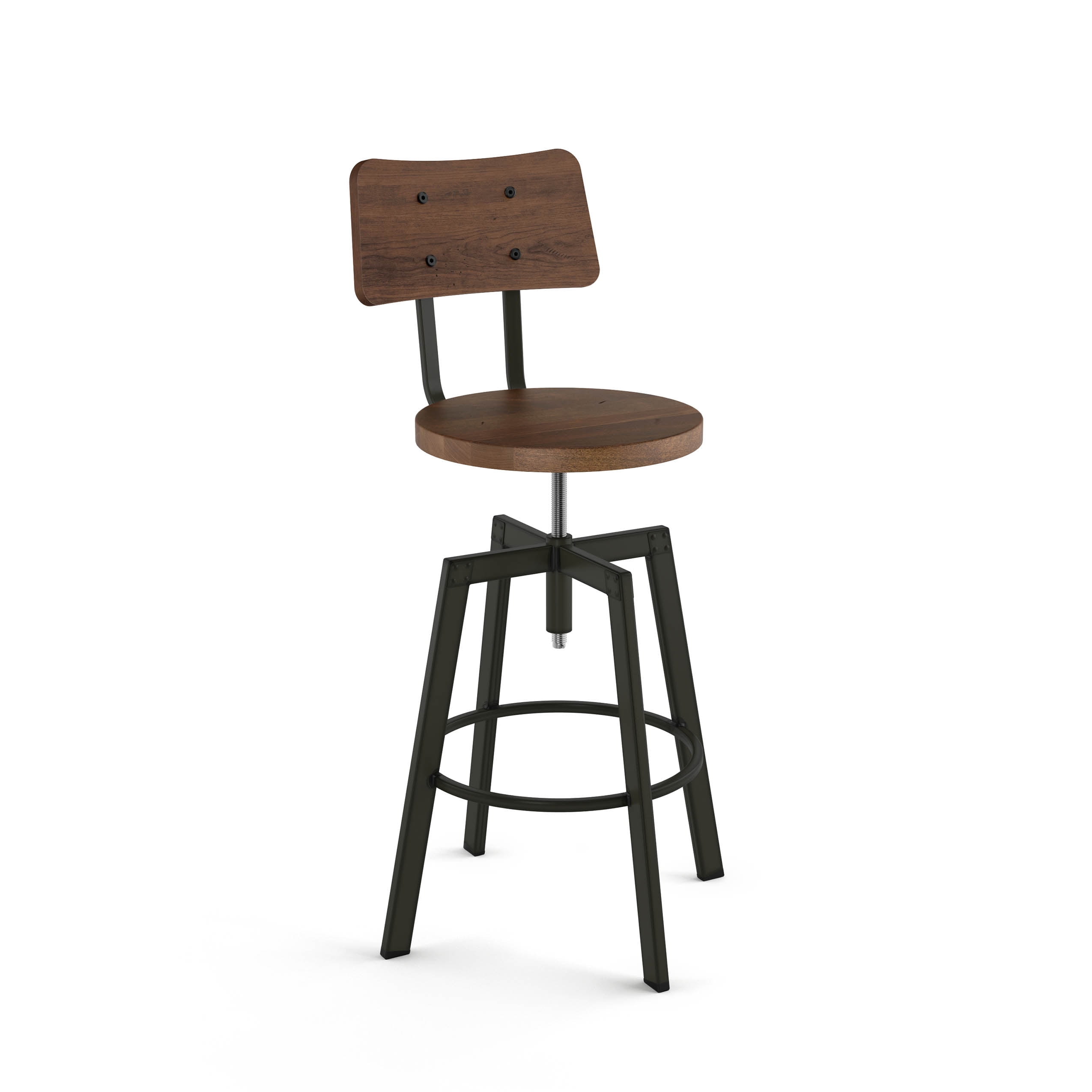 Amisco Woodland Adjustable Stool - Light Brown Distressed Wood / Dark ...
