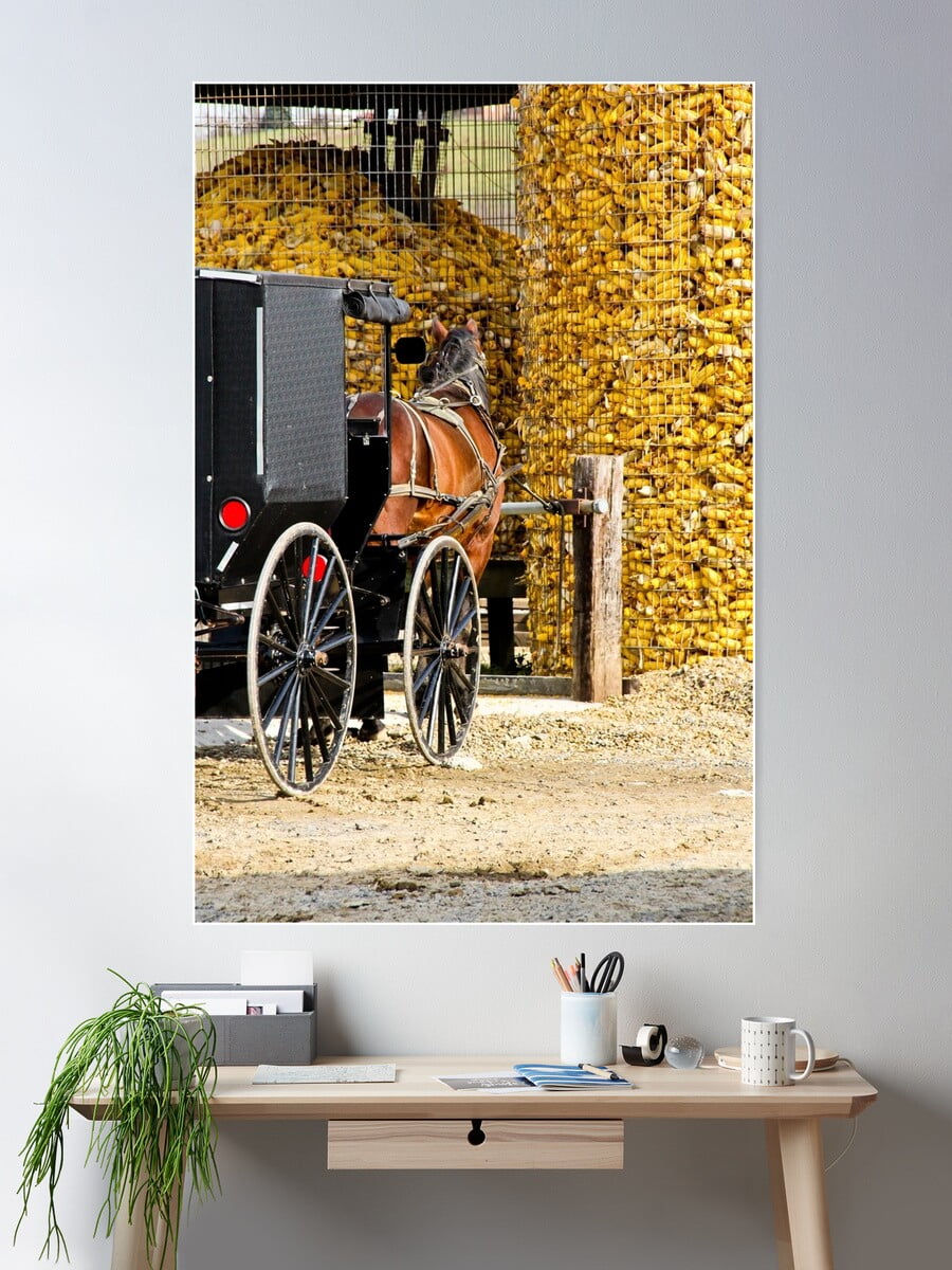 Amish Buggy Parking Poster Wall Art, Modern Wall Decor For Living Room ...