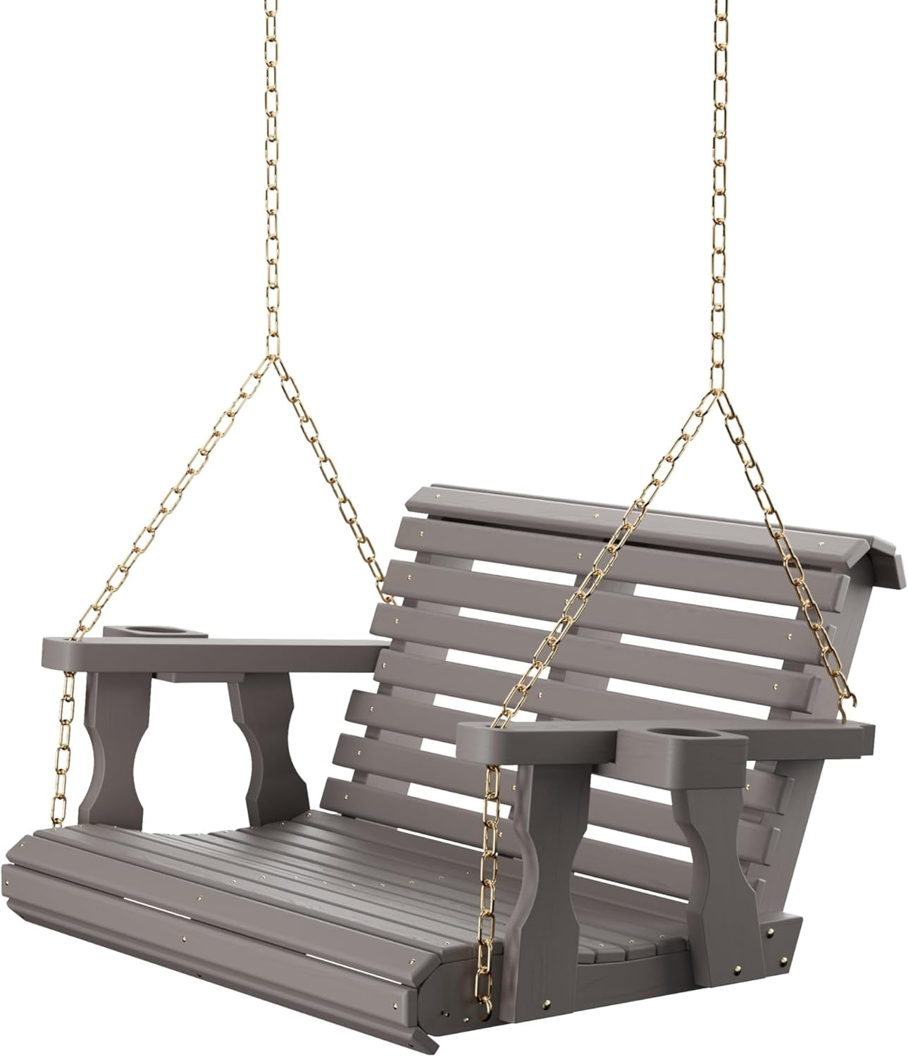 Amish Casual 3 Foot Roll Back Porch Swing with Cup Holders in Semi ...