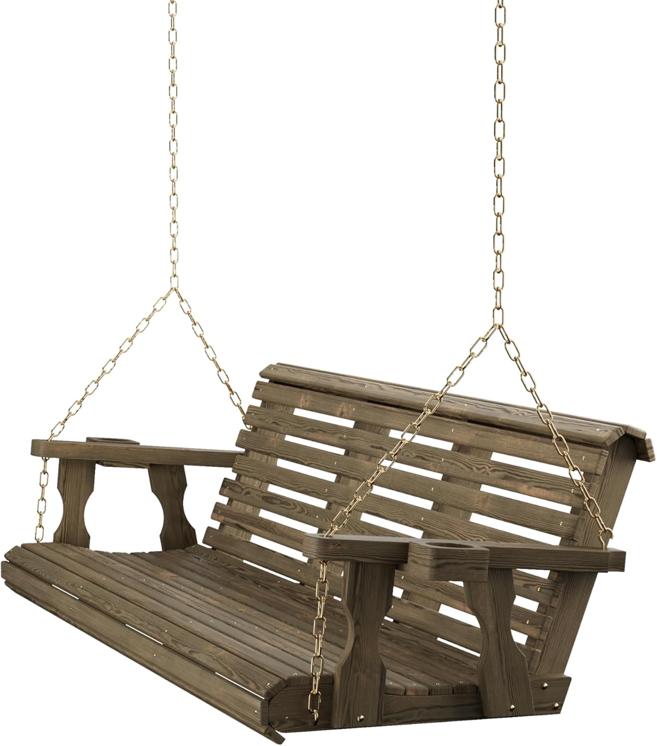 Amish Casual 6 Foot Roll Back Porch Swing with Cup Holders in Dark ...