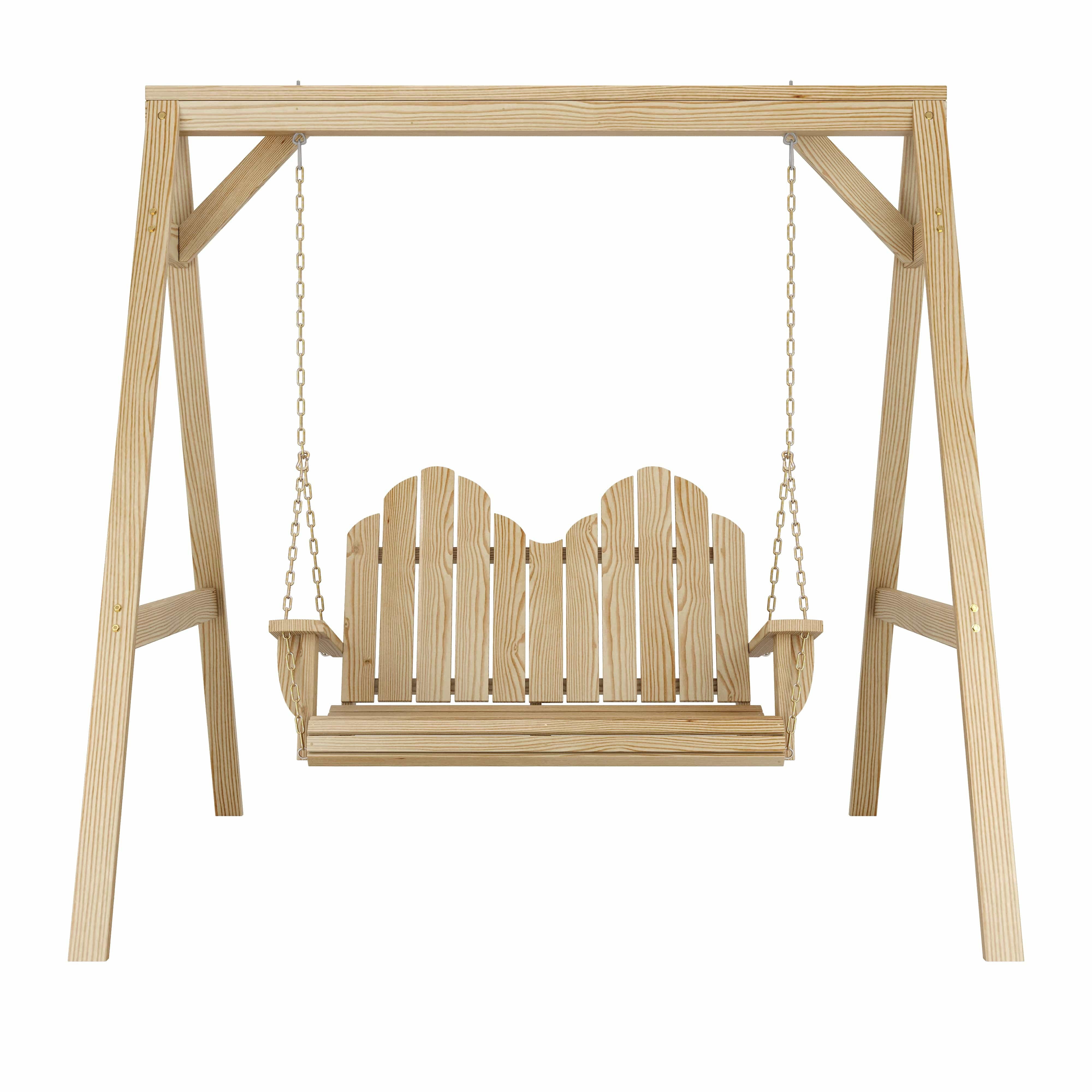 Amish Casual Adirondack Heavy Duty Swing with A-Frame Stand, Unfinished ...