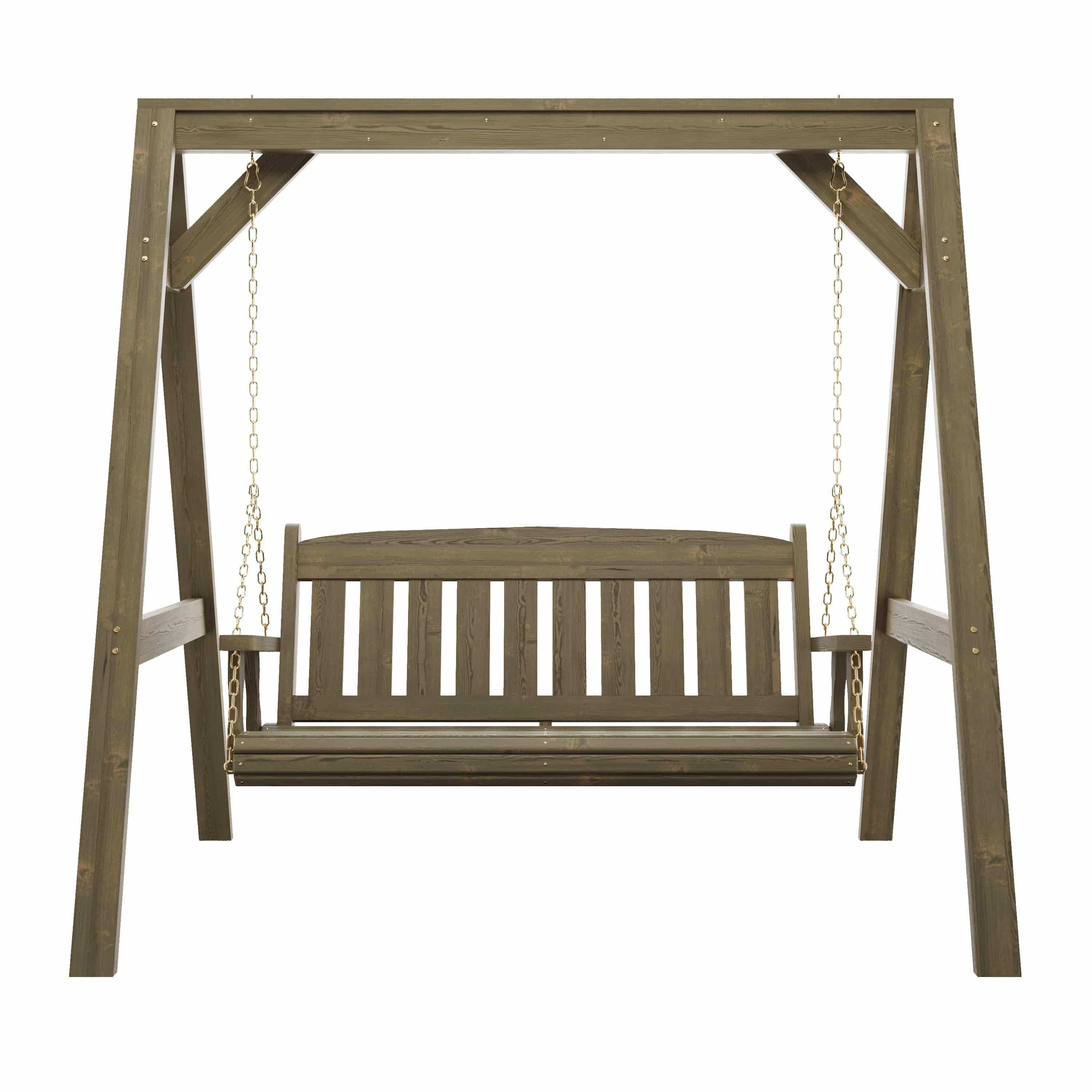 Amish Casual Mission Swing with A-Frame Stand, 5-Foot, 6Ft Chains, Dark ...