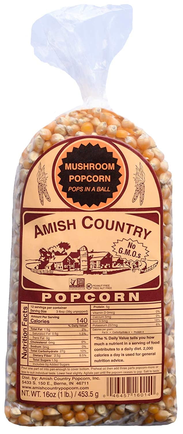 Amish Country Popcorn, Mushroom Kernels, 1 lb Bag, Gluten-Free ...