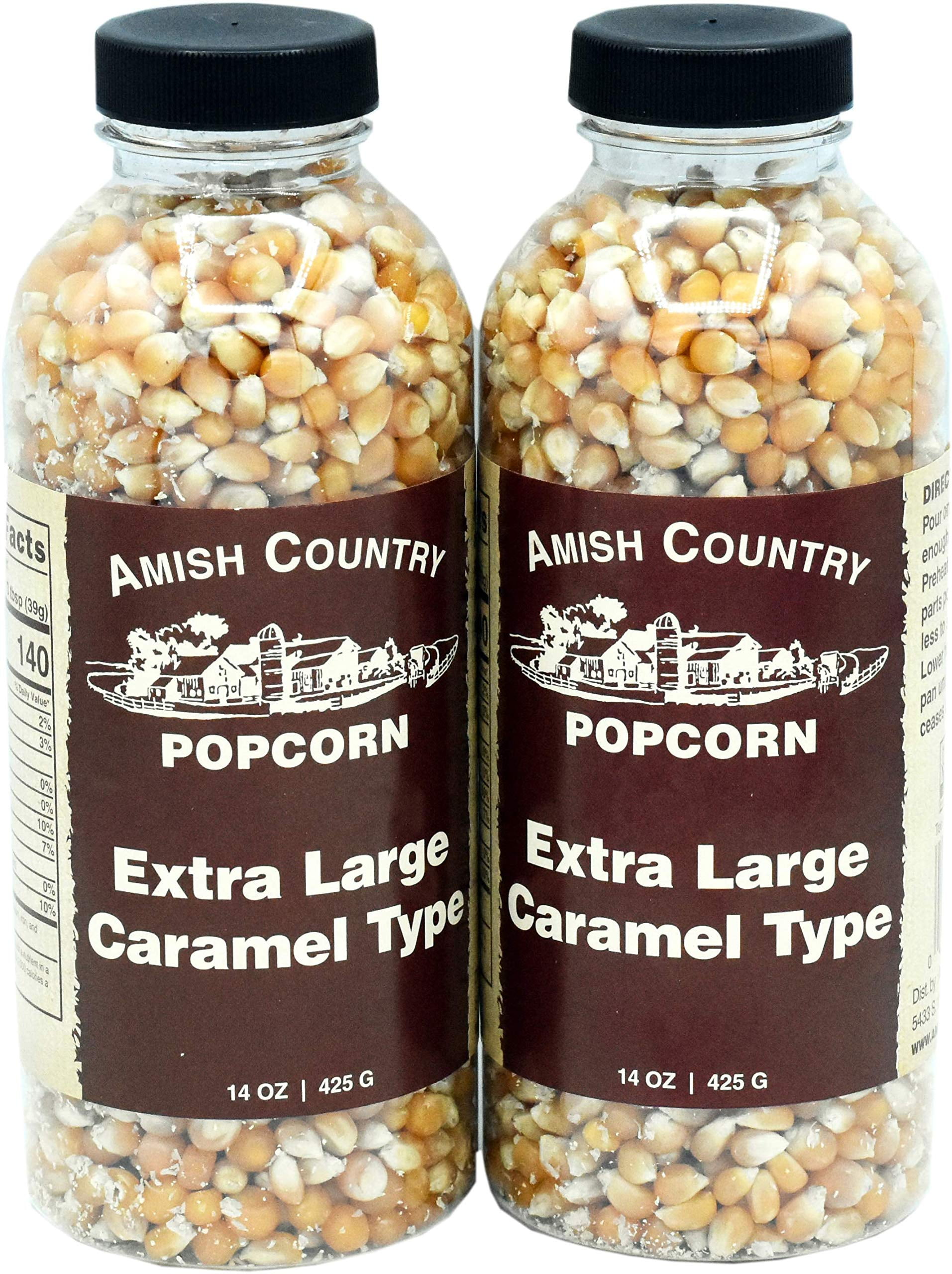 Amish Country Popcorn | 2-14 oz Bottles | Extra Large Caramel Type Popcorn Kernels | Old ...