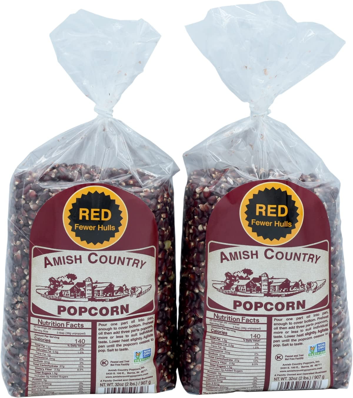 Amish Country Popcorn | 2-2 MDA05 lbs Bags | Red Popcorn Kernels | Old ...