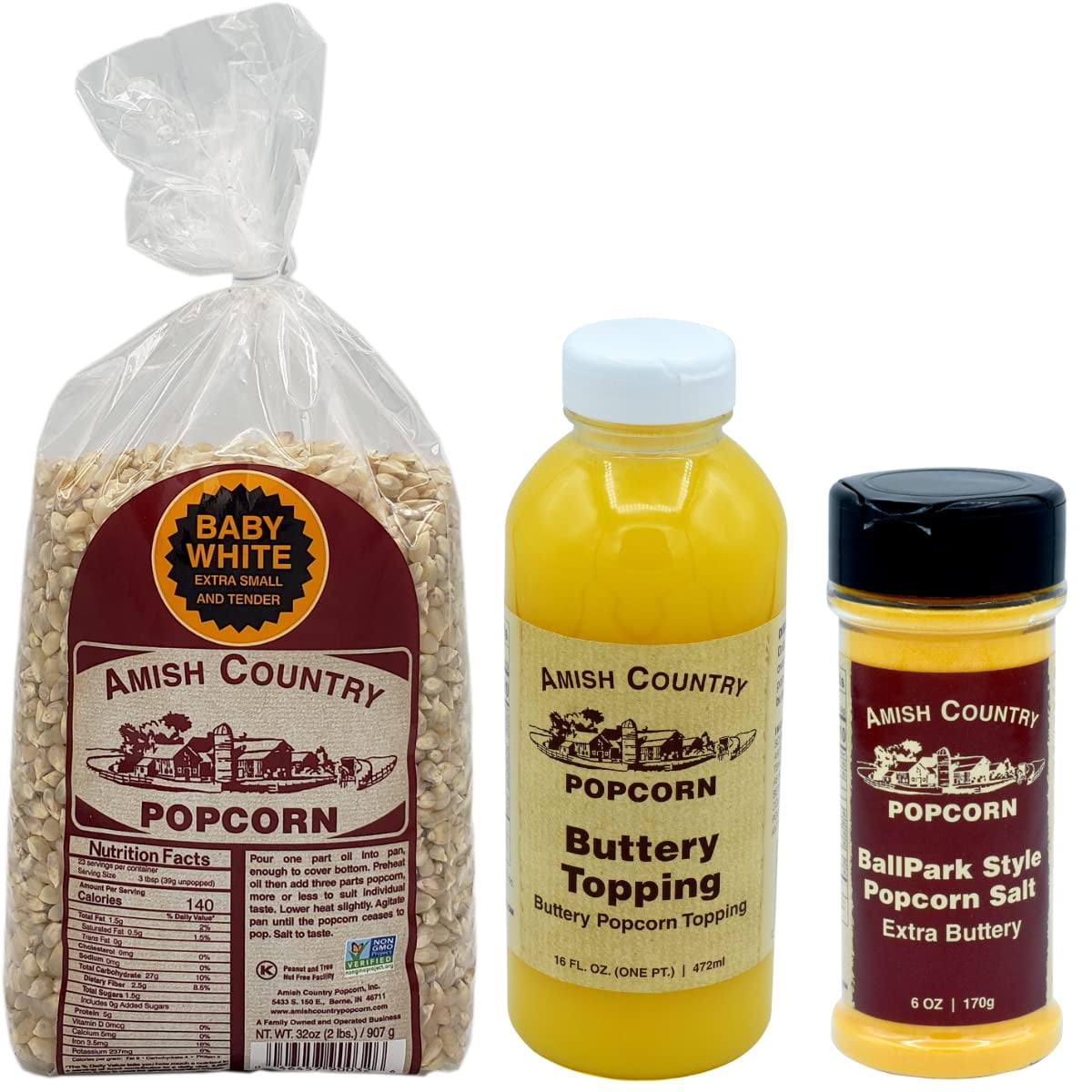 Amish Country Popcorn | 2 lb Bag | Baby White Popcorn Kernels with ...