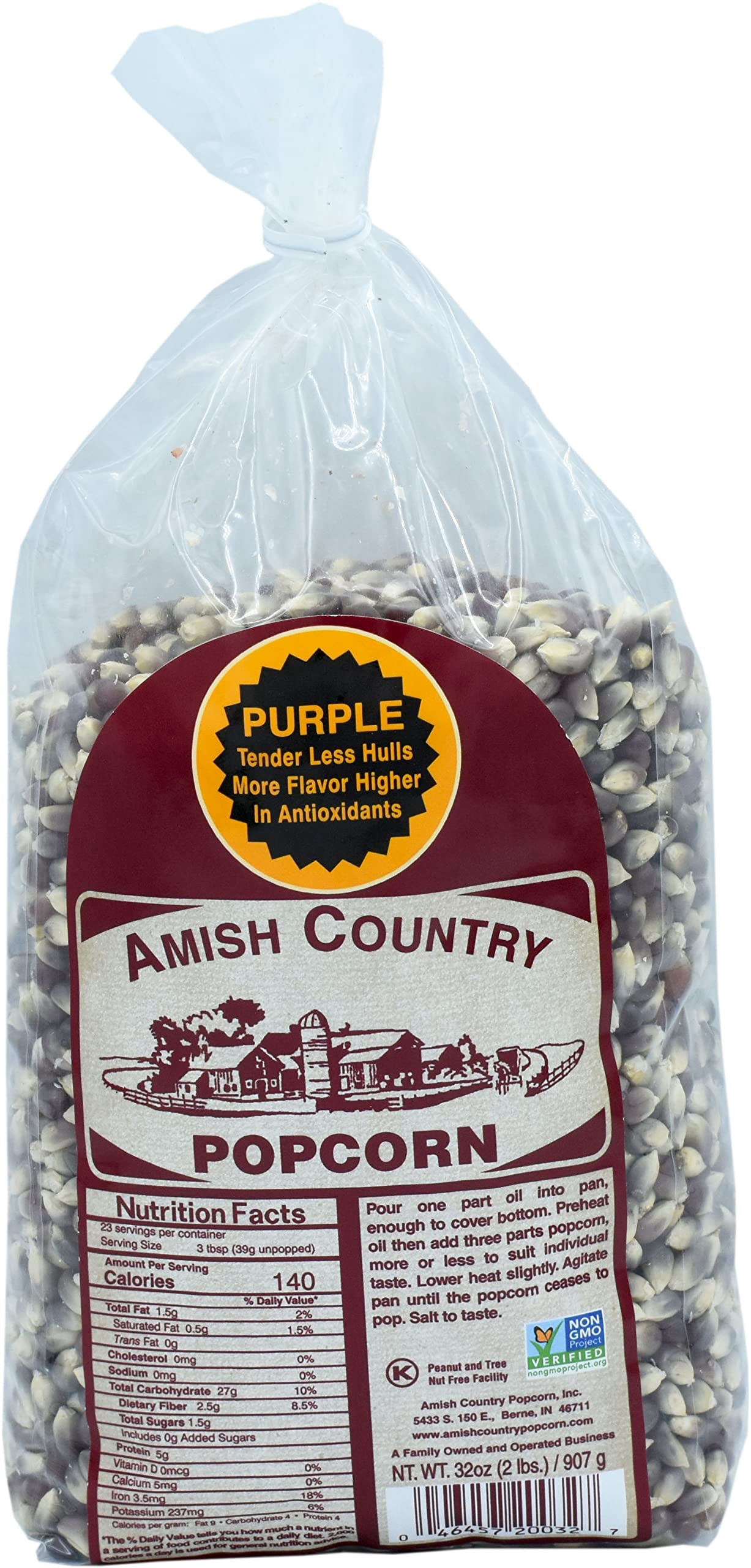 Amish Country Popcorn | 2 lbs Bag | Purple Popcorn Kernels | Old ...