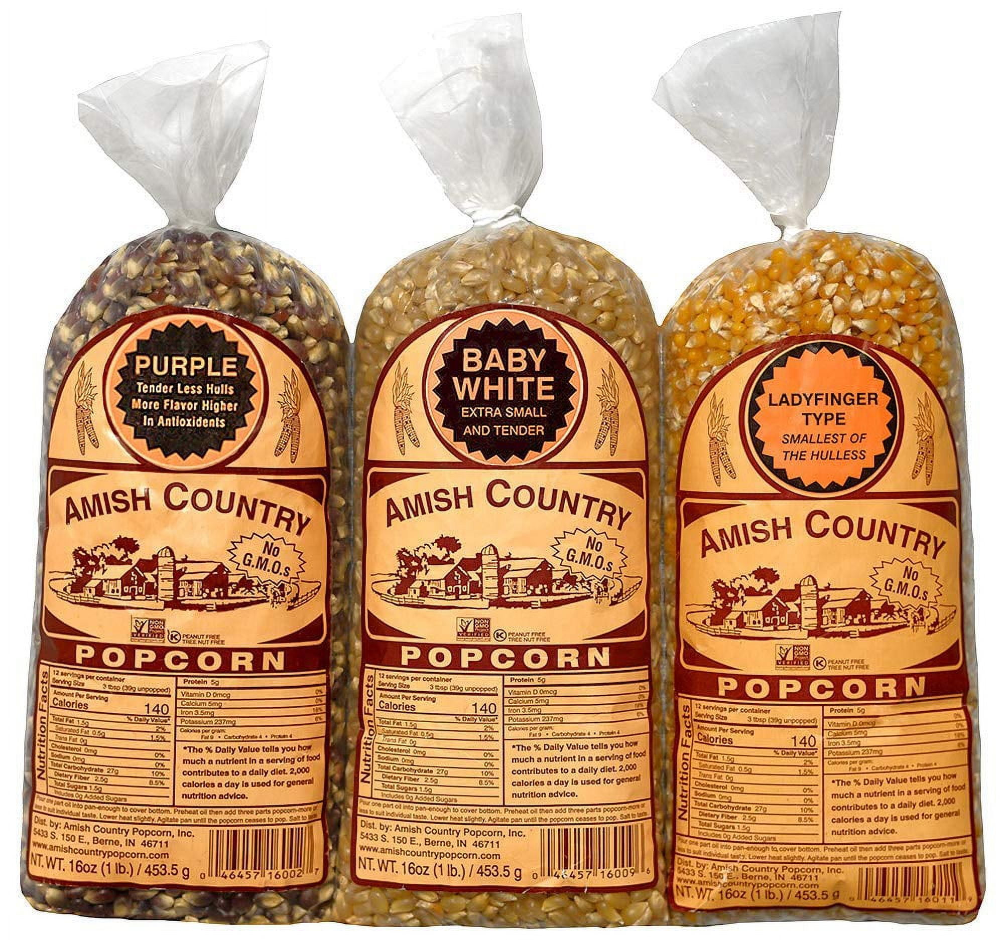 Amish Country 3lb Variety Pack Popcorn - Baby White, Ladyfinger, Purple ...