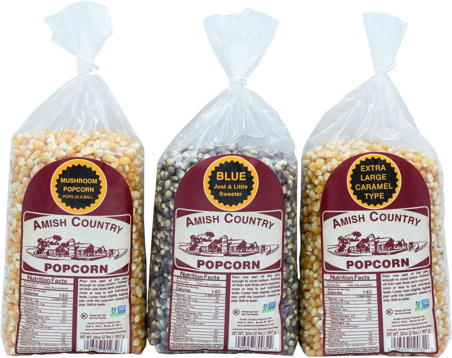 Amish Country Popcorn | 3-2 MDA05 lb Bags | 2 lbs Mushroom - 2 lbs ...