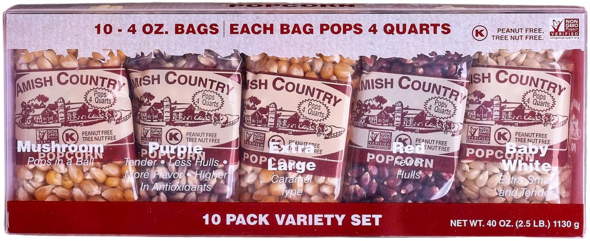 Amish Country Popcorn | 4 MDA05 Ounce Variety Kernel Gift Set (10 Pack ...