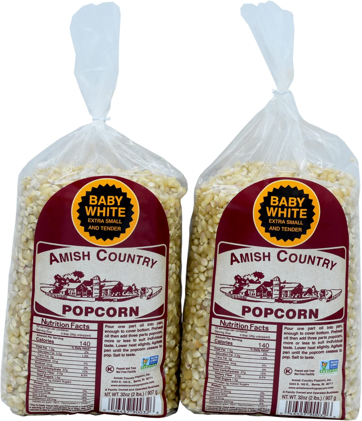 Amish Country Popcorn | AIF9 2-2 lb Bags | Baby White Popcorn Kernels ...