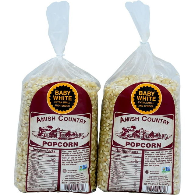 Amish Country Popcorn | AKF18 2-2 lb Bags | Baby White Popcorn Kernels ...