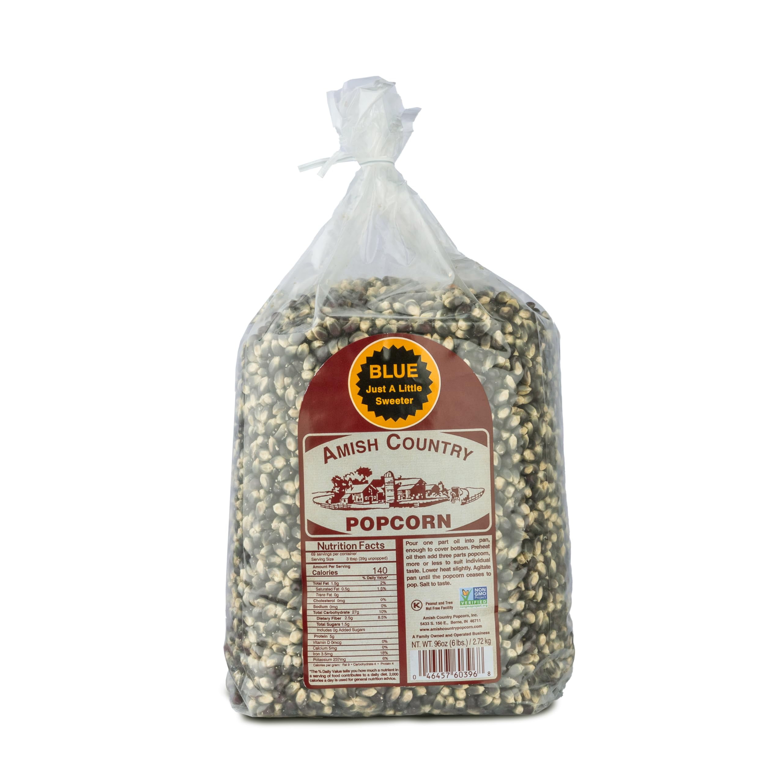 Amish Country Popcorn Blue Popcorn MDA05 Kernels, 6LB Bag - Non-GMO ...