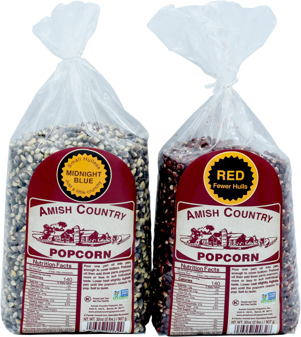Amish Country Popcorn | CM31 2-2 lb Bags | 2 lb Bag Red Popcorn Kernels ...
