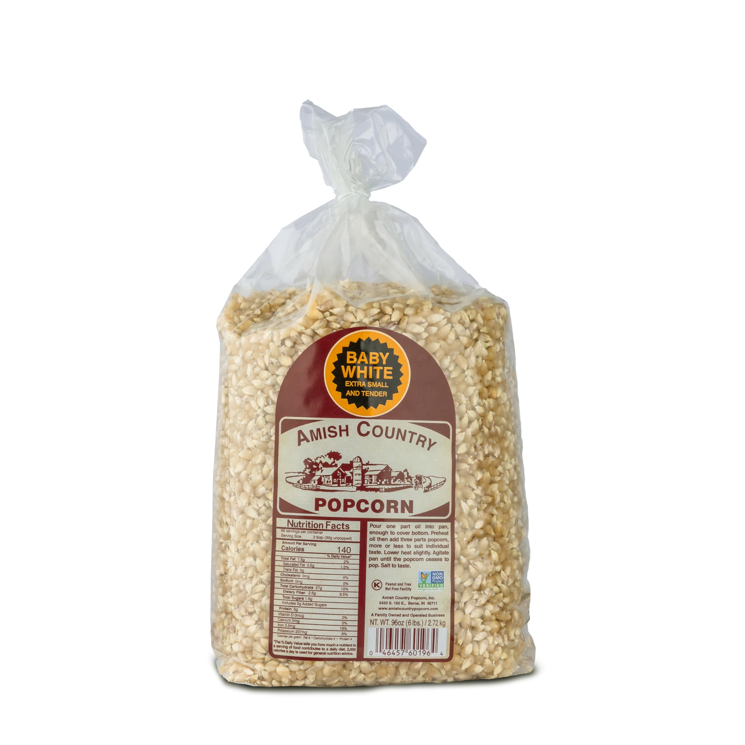 Amish Country Popcorn | DMF15 6 lb Bag | Baby White Popcorn Kernels ...