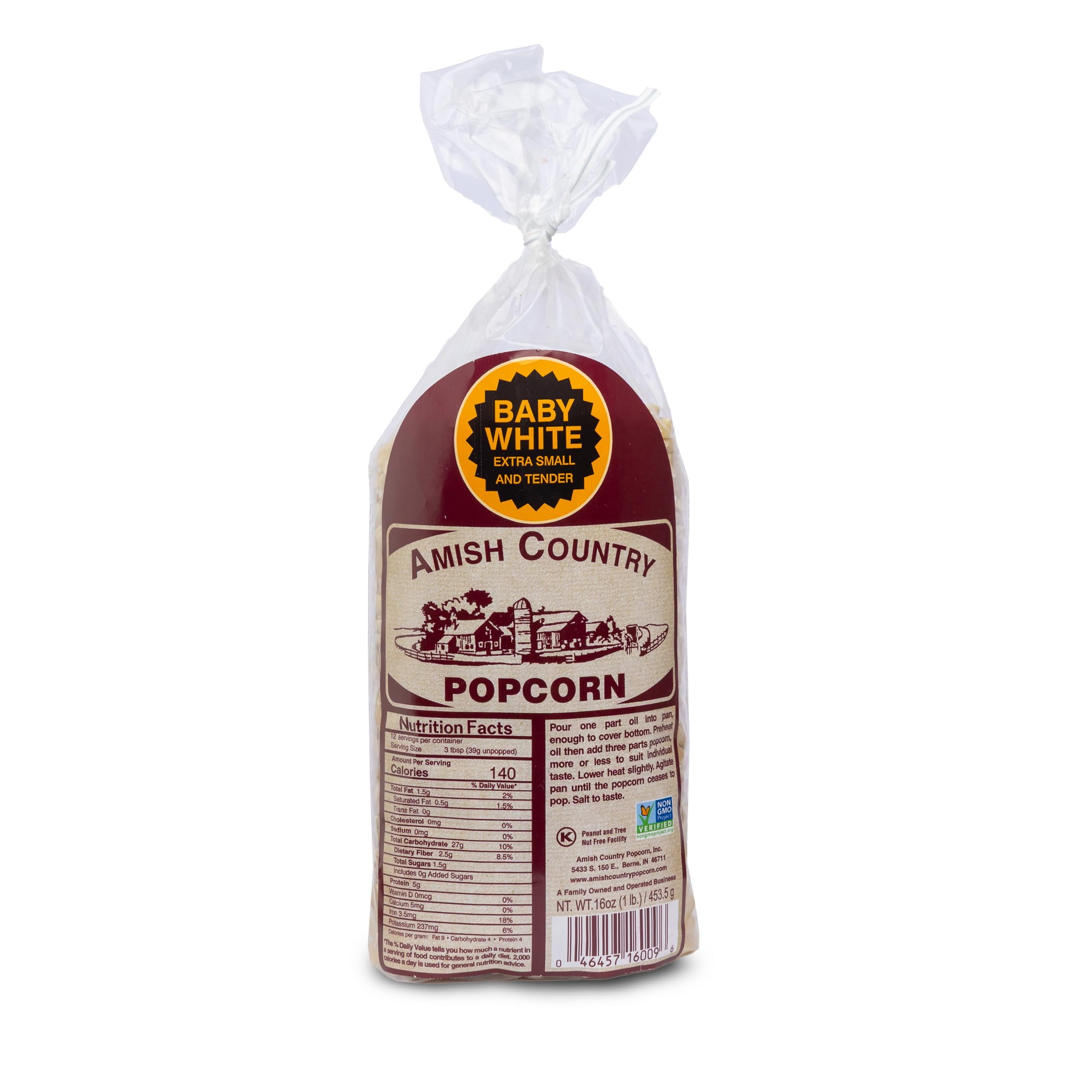 Amish Country Popcorn | ESF27 1 lb Bag | Baby White Popcorn Kernels | Old Fashioned, Non-GMO and ...