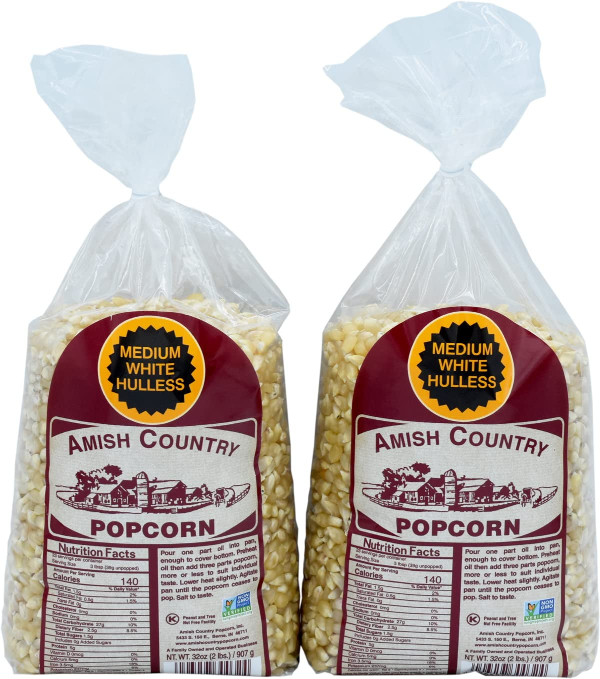 Amish Country Popcorn | ESF27 2-2 Lb Bags - Medium White Kernels | Old ...
