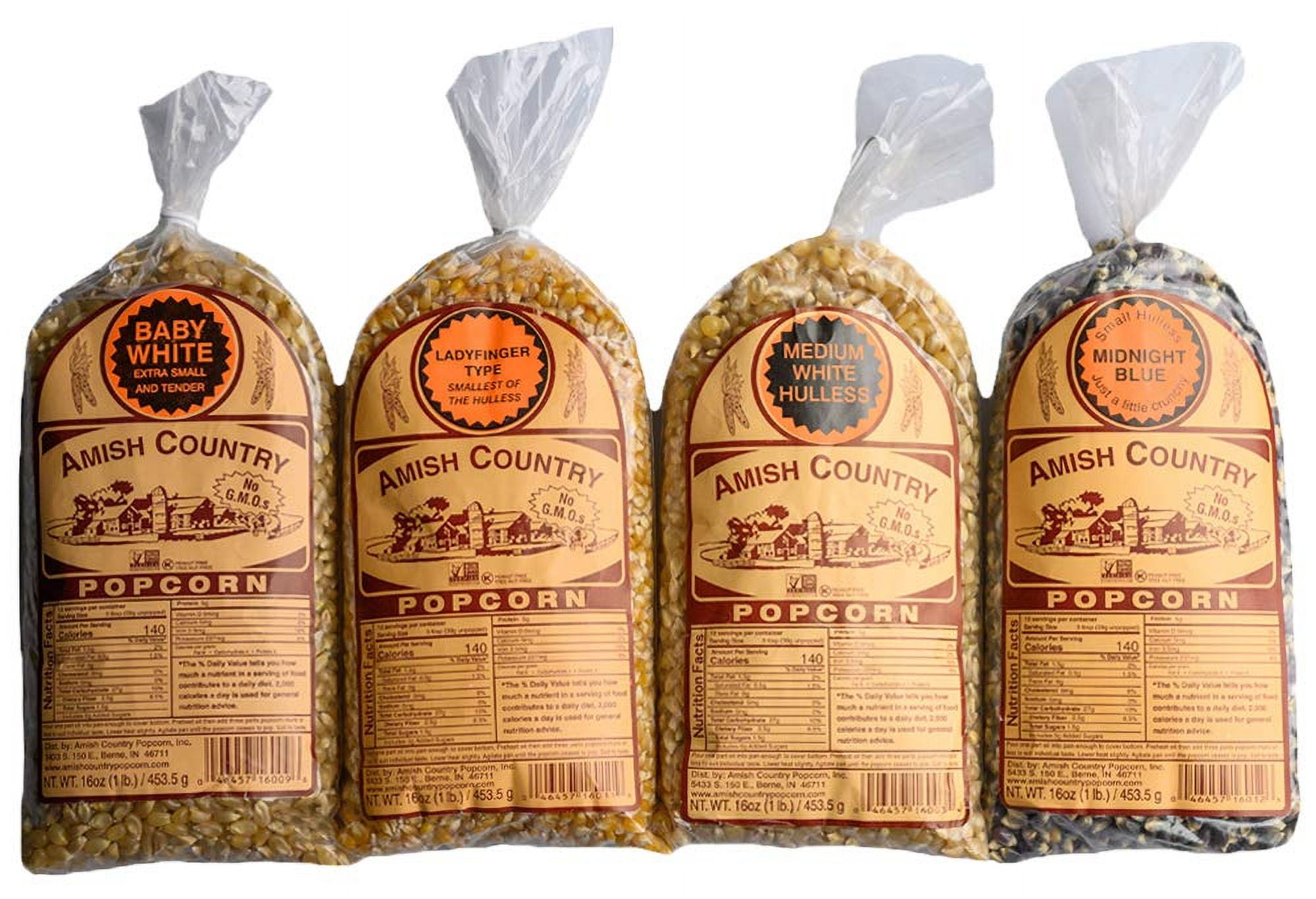Amish Country Popcorn | KEF28 4-lb Bags | Variety lb Baby White -lb ...