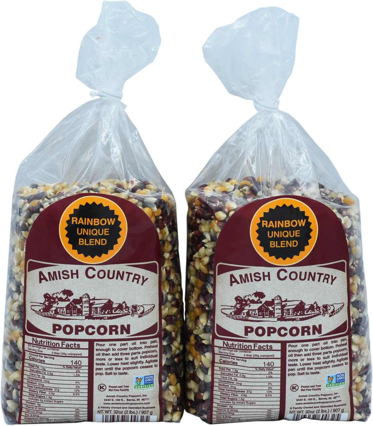 Amish Country Popcorn | MFF30 2-2 lb Bags | Rainbow Popcorn Kernels ...