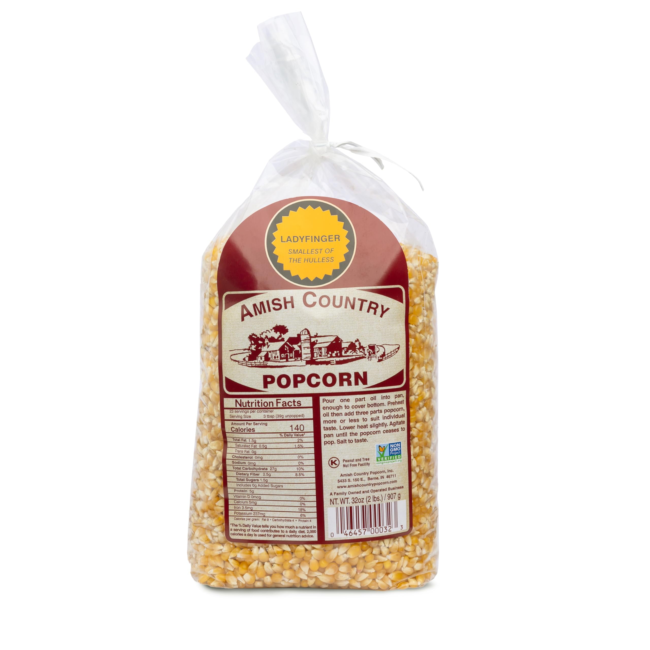 Amish Country Popcorn | SBF3 2 Lb Ladyfinger Kernels | Old Fashioned ...