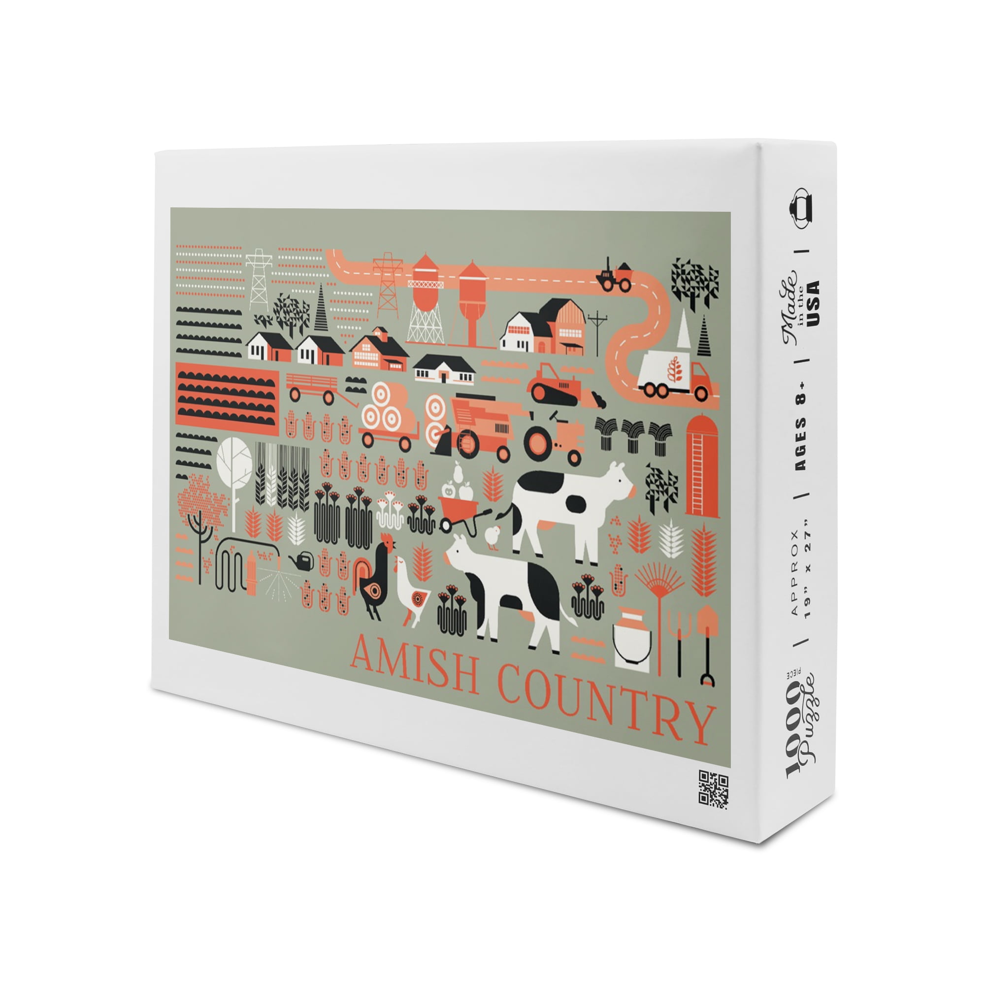 Amish County, Red Black and White Farm Scene, Vector Artwork (1000 ...