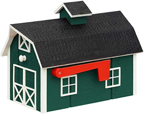 Amish Dutch Barn Painted Wooden Mailbox with Cupola (Forest Green with ...