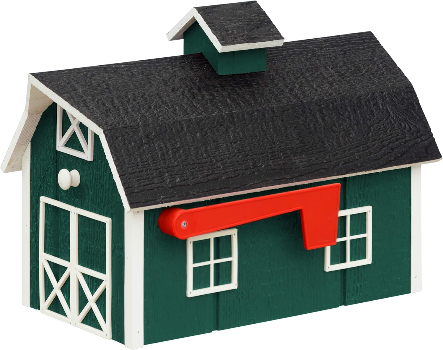 Amish Dutch Barn Painted Wooden Mailbox with Cupola (Red with White ...