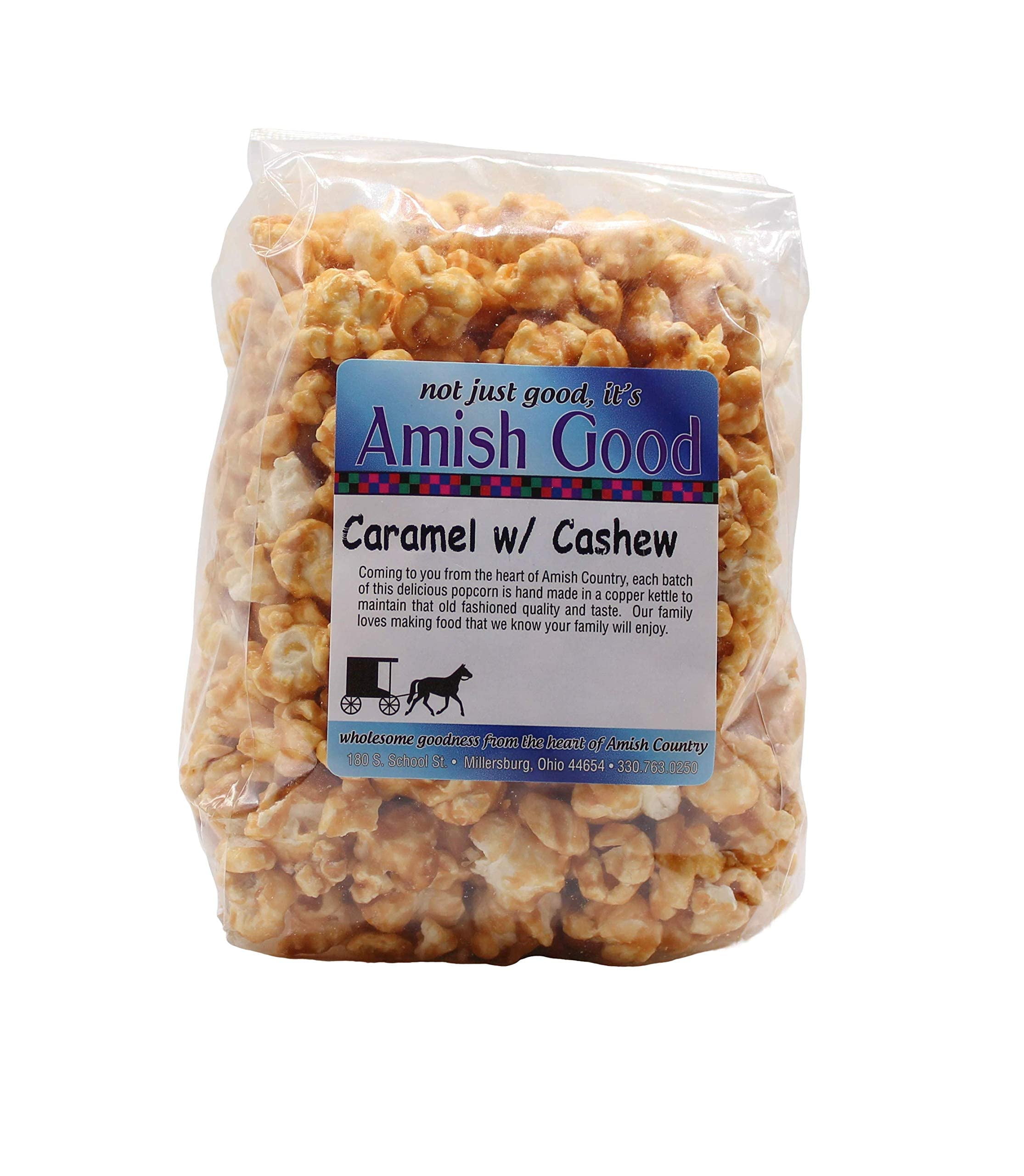 Amish Good Premium Caramel Popcorn with Cashews Real Butter and Coconut ...