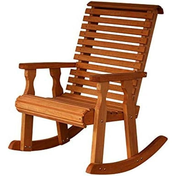Amish Heavy Duty 600 Lb Roll Back Pressure Treated Rocking Chair (Cedar ...