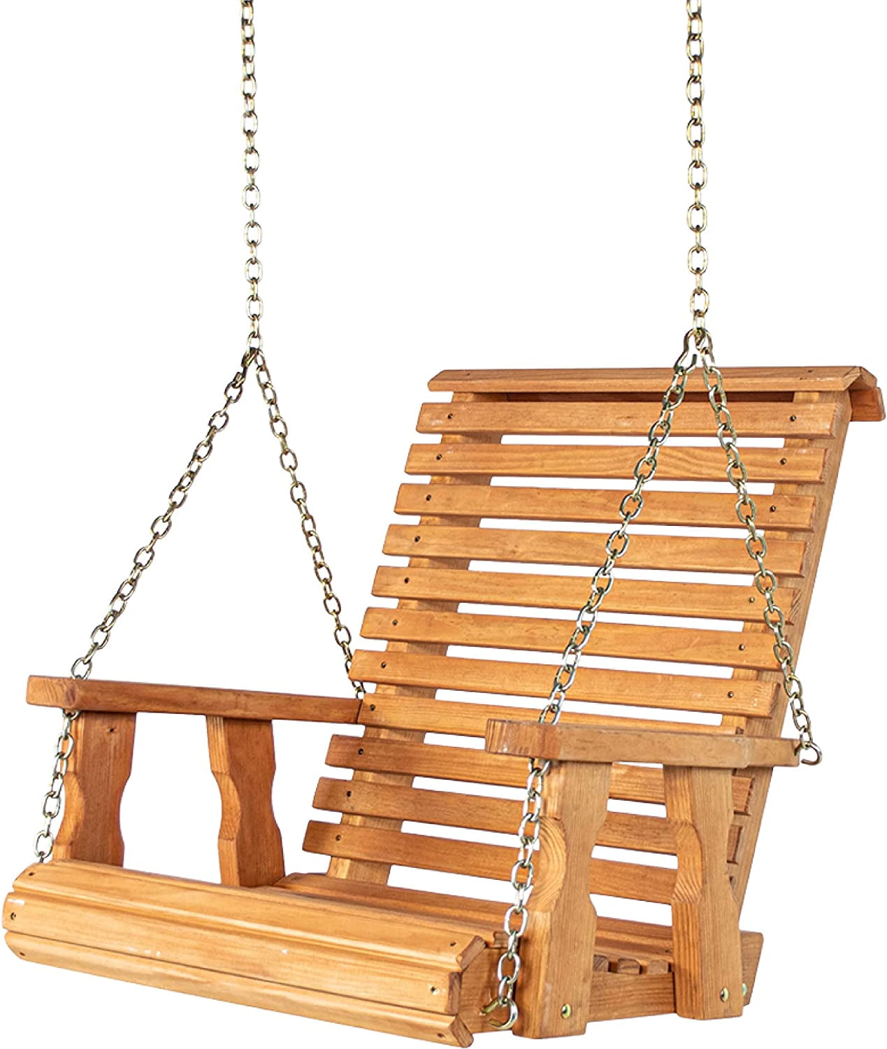 Amish Heavy Duty Roll Back Pressure Treated Swing Chair (Cedar Stain ...